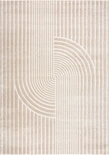 Abani Rugs Beige Arch Pattern Knot Modern Print Premium Area Rug - Contemporary No-Shed Neutral 6’ x 9’ Bedroom Rug
