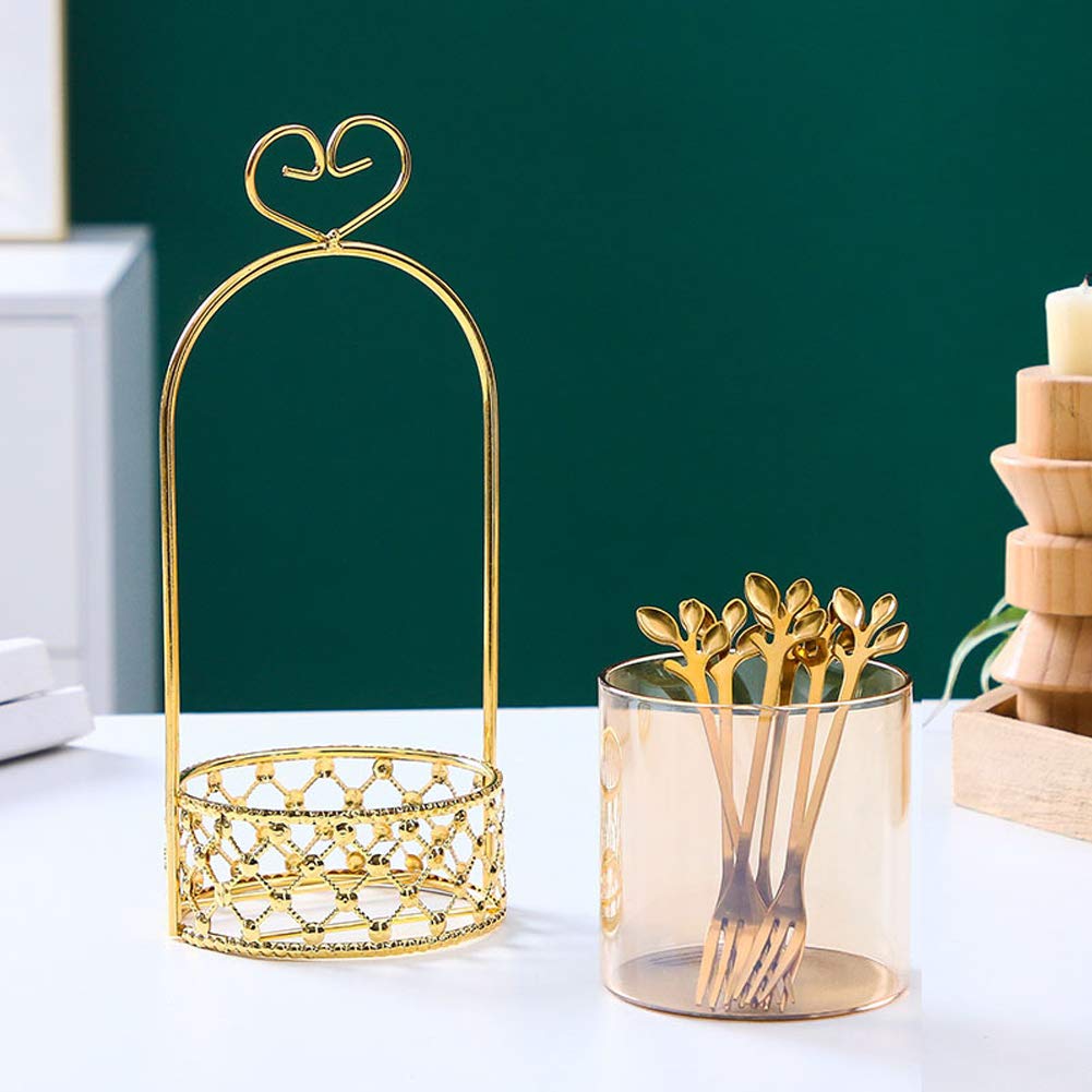 Kelendle Metal Cutlery Storage Organizer Caddy Bin Utensil Pen Pencil Holder Organizer Makeup Brush Box Flower Basket Container Cabinet Pantry Serving for Forks Knives Spoons(Decorative Pattern)