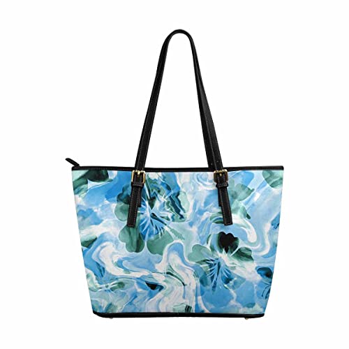 InterestPrint Women's PU Leather HandBags Ladies Shoulder Bags Tote Bags Butterflies, Hibiscus Flower