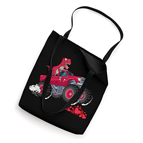 Boys Valentines Day Kids Dinosaur Ridding Truck Hearts Tote Bag