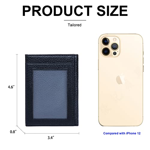 Fependu Small Wallet for Women RFID Blocking Genuine Leather Compact Bifold Pocket Ladies Wallet Zipper Mini Purse with ID Window Black