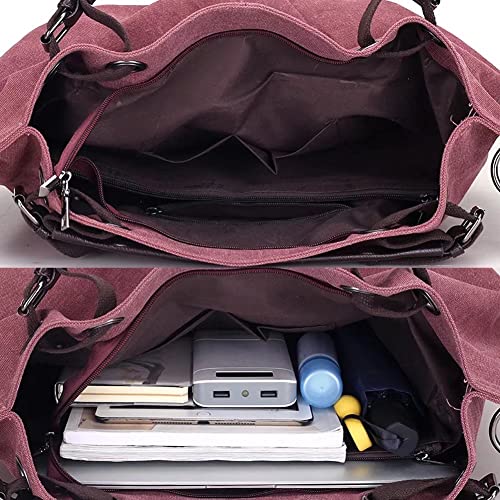 Mudono Top Handle Handbag for Women Large Capacity Shoulder Bag Canvas Crossbody Bag Casual Tote Bag Retro Satchel Purse