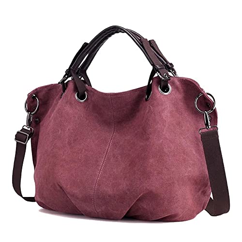 Mudono Top Handle Handbag for Women Large Capacity Shoulder Bag Canvas Crossbody Bag Casual Tote Bag Retro Satchel Purse