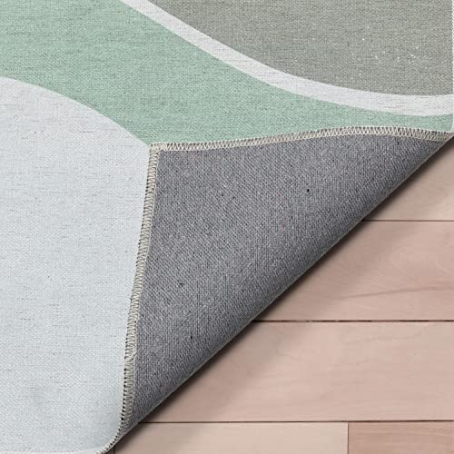 Well Woven Kids Modern Rugs Curved Rainbow 5' x 7' Multi Color Printed Machine Washable Area Rug