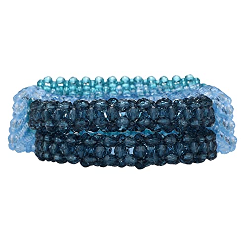 Women Acrylic Purse Mini Beaded Evening Handbags Handmade Gradient Transparent Blue Beads Tote Bags for Wedding,Beach,Party (Medium)