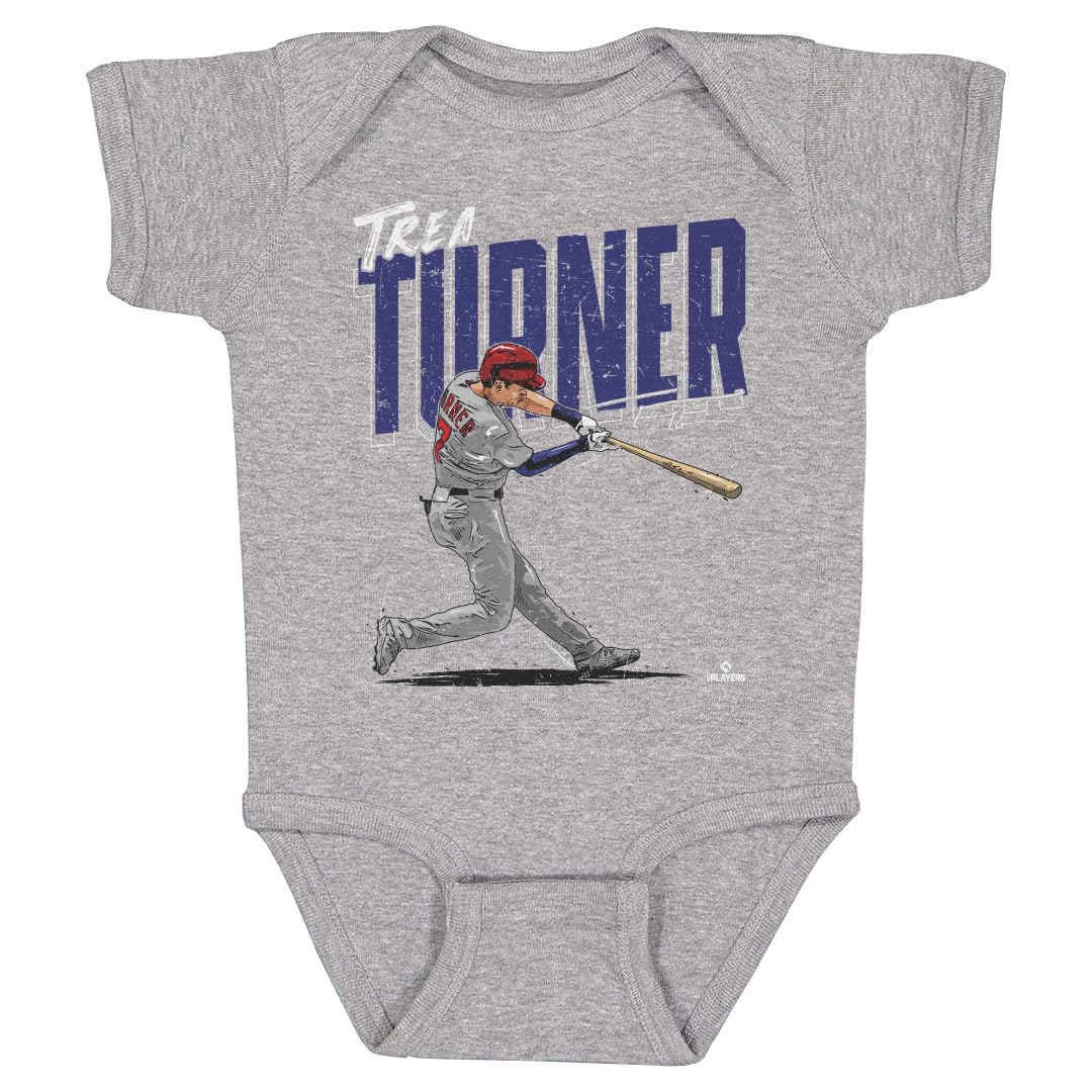 500 LEVEL Trea Turner Baby Infant One Piece Bodysuit (6M, Heather Gray) - Trea Turner Philadelphia Chisel WHT