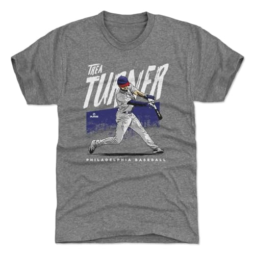 500 LEVEL Trea Turner T-Shirt (Premium Men's T-Shirt, X-Large, Tri Gray) - Trea Turner Philadelphia Grunge WHT