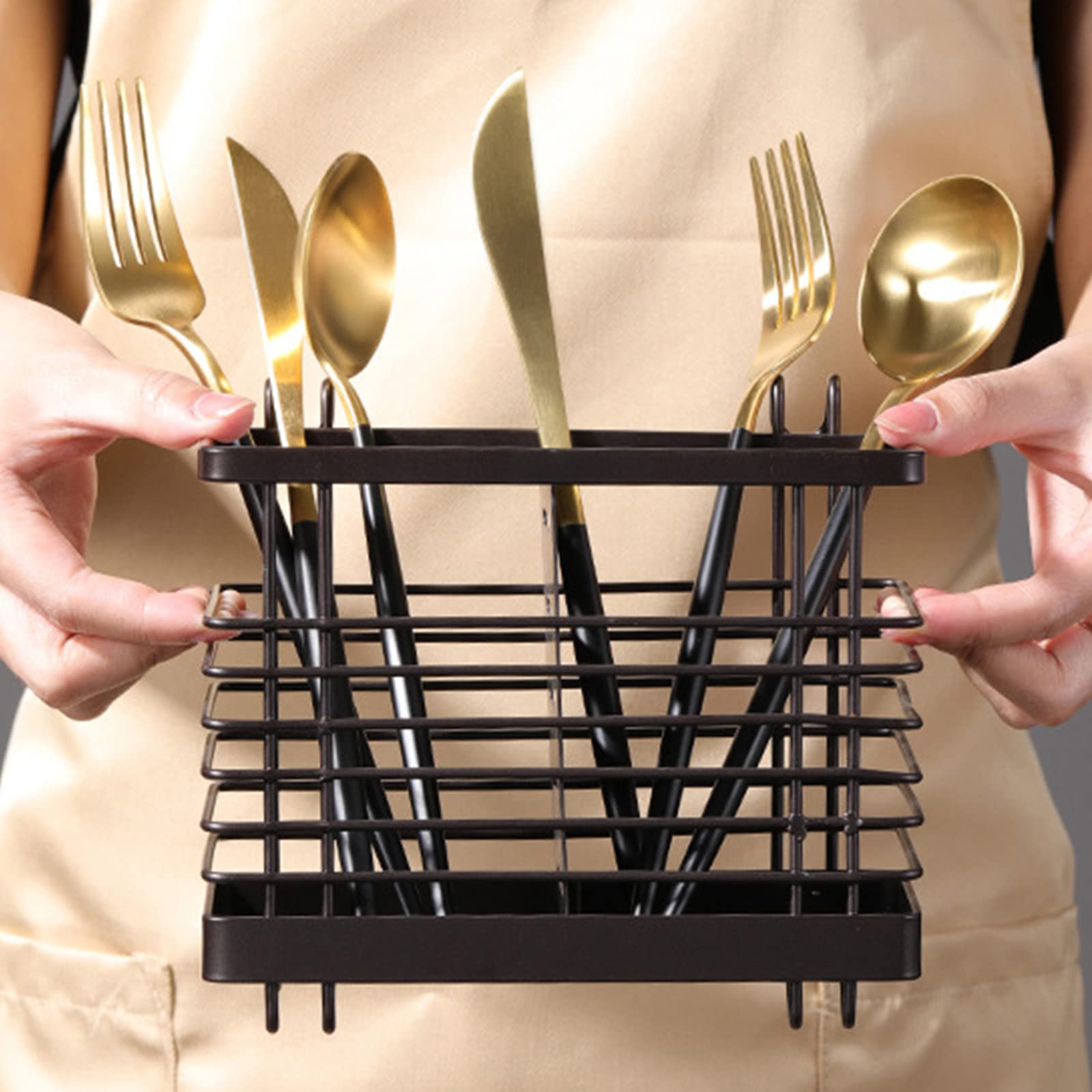 heylad Utensil Holder for Kitchen Counter- 8.1" x 4.2" x6.9" Large Utensils Holder For Farmhouse Cooking, Utensil Caddy Spatula Holder (2 Compartments )