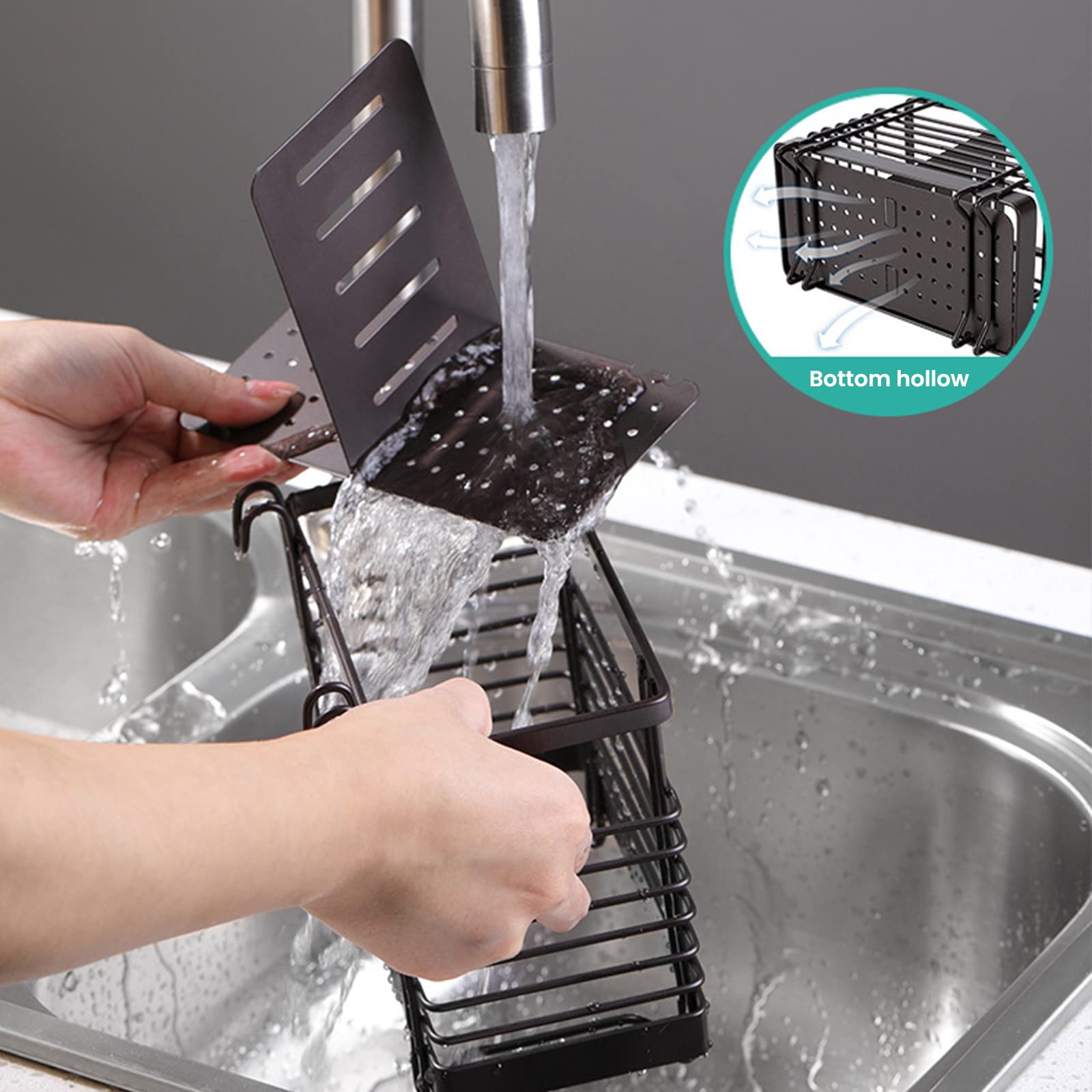 heylad Utensil Holder for Kitchen Counter- 8.1" x 4.2" x6.9" Large Utensils Holder For Farmhouse Cooking, Utensil Caddy Spatula Holder (2 Compartments )