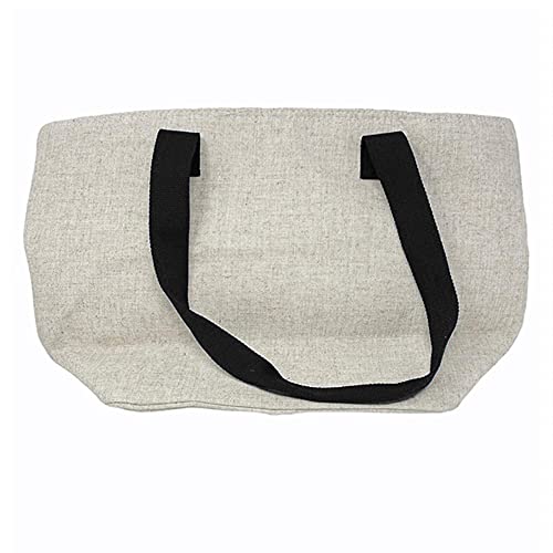 Rae Dunn Tote with Linen Exterior, and insulated lining to help keep food fresh from heat & Cold. (Eat/Black Embroidery)