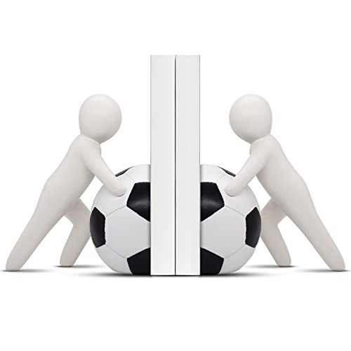 Joyvano Soccer Bookends - Decorative Sports Bookends for Kids - Unique & Heavy Duty Book Ends to Hold Books - Soccer Room Decor - Book Holder for Shelves