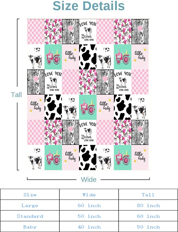 Cow Blanket Cute Cow Print Blanket Cow Beding Sherpa Fleece Throw Blanket Farm Animals Blanket Warm and Plush Cow Print Throw Blankets for Bed Sofa(Pink,(40 x 50 in))