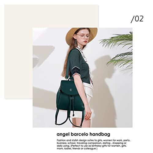 Angel Barcelo Backpack Purse for Women Fashion Backpack Purses PU Leather Daypacks Shoulder Bag Satchel Purse Green