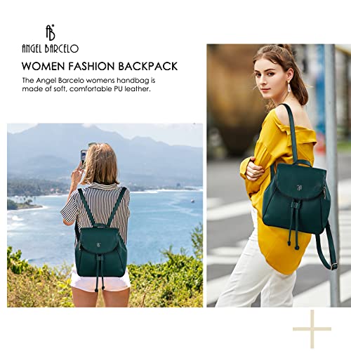 Angel Barcelo Backpack Purse for Women Fashion Backpack Purses PU Leather Daypacks Shoulder Bag Satchel Purse Green