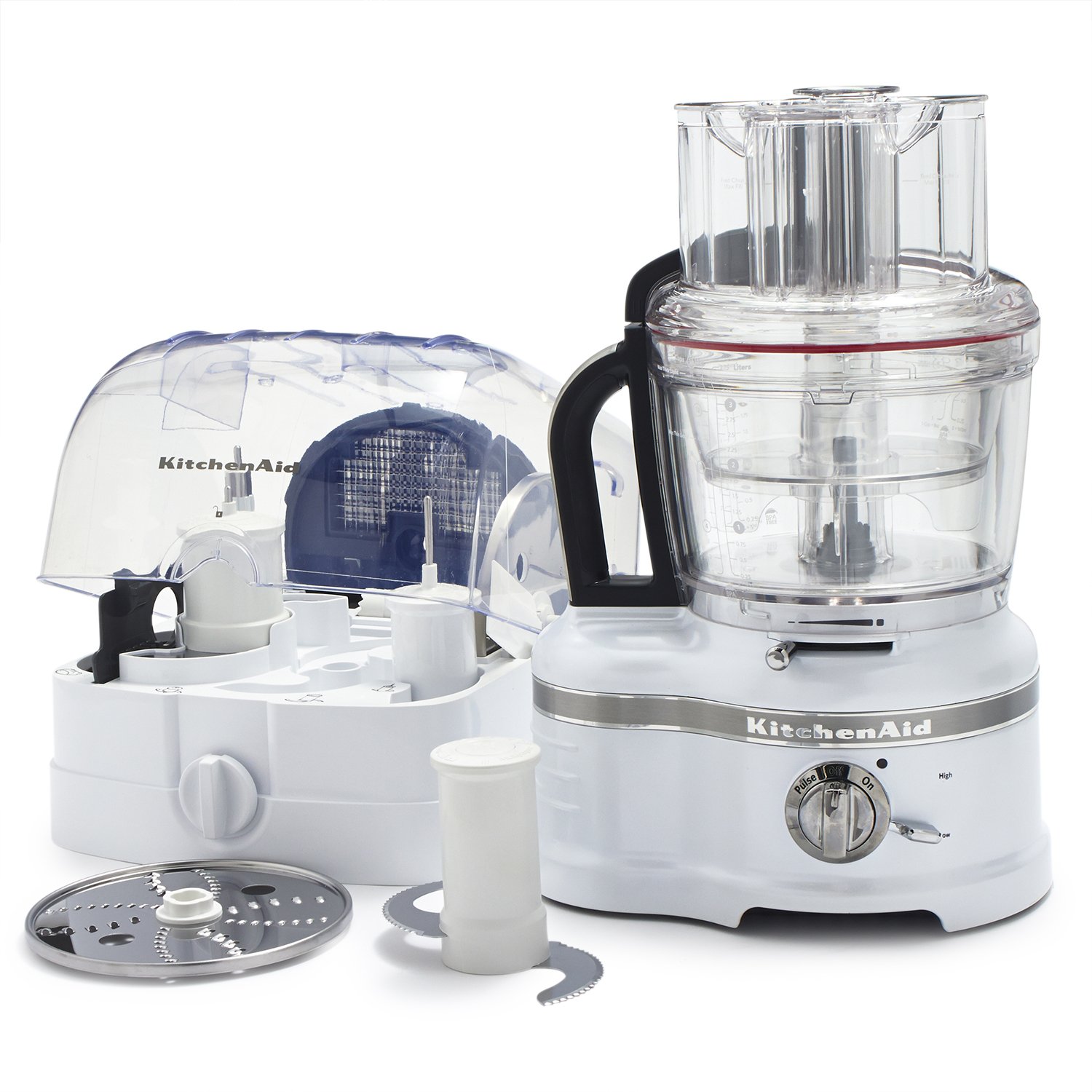 KitchenAid 16-Cup Food Processor w/Die Cast Metal Base & Commercial-Style Dicing Kit KFP1642FP Pro Line Series, Frosted Pearl White (Renewed)