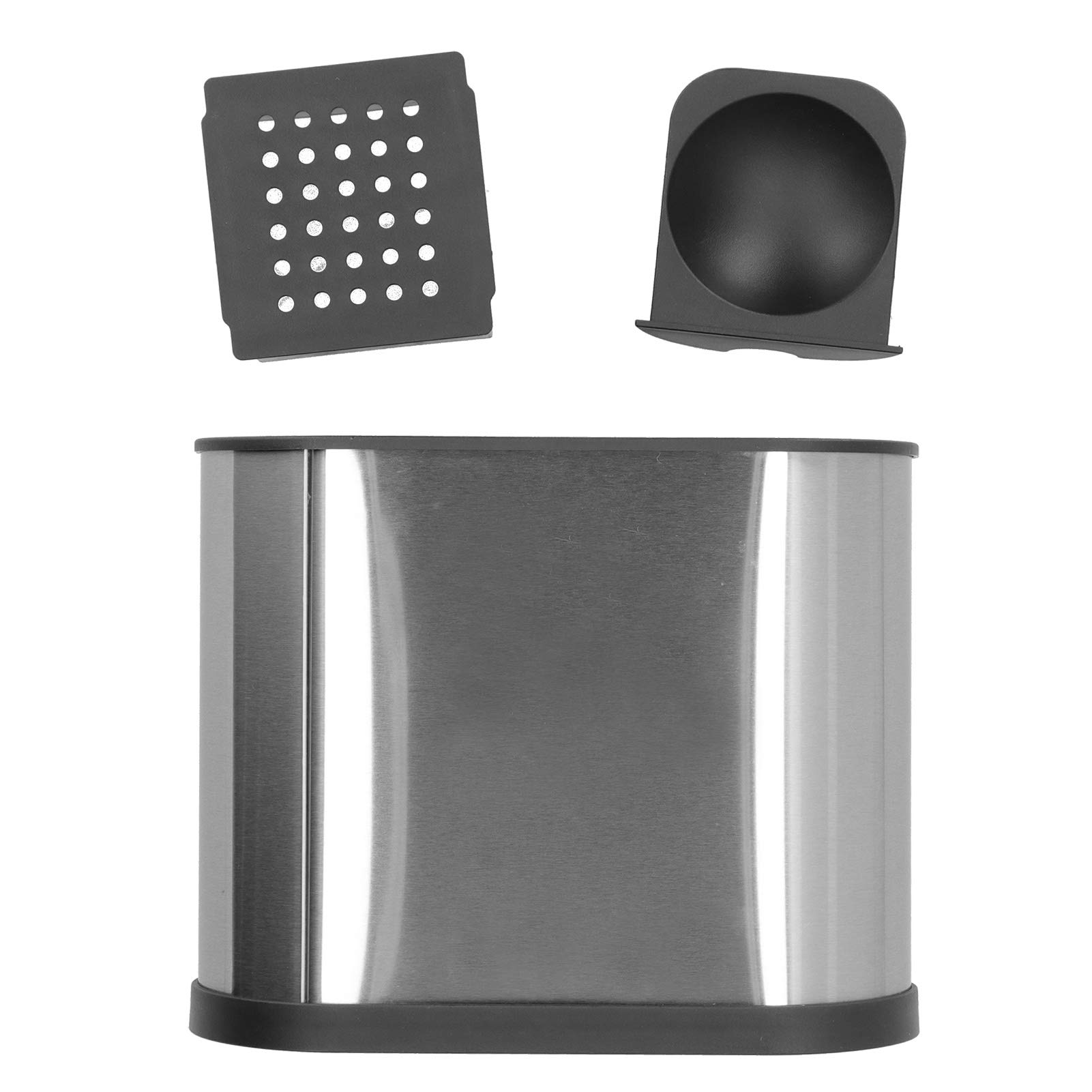 Utensil Holder, Kitchen Utensil Holder with Bottom Holes for Kitchen Counter (H7.1” x W3.8”x L8.7”), Stainless Steel Cooking Utensil Holder, Stylish Countertop Organizer and Kitchen Decor Caddy