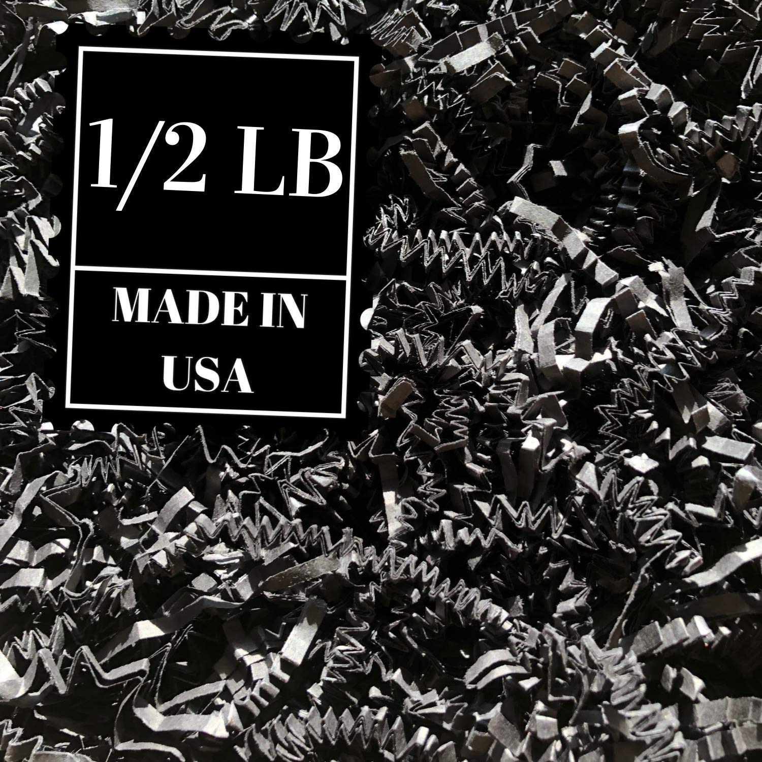 Mrs Fizz Crinkle Cut Paper Shred Filler for Packing and Filling Gift Baskets (.5 LB) Black