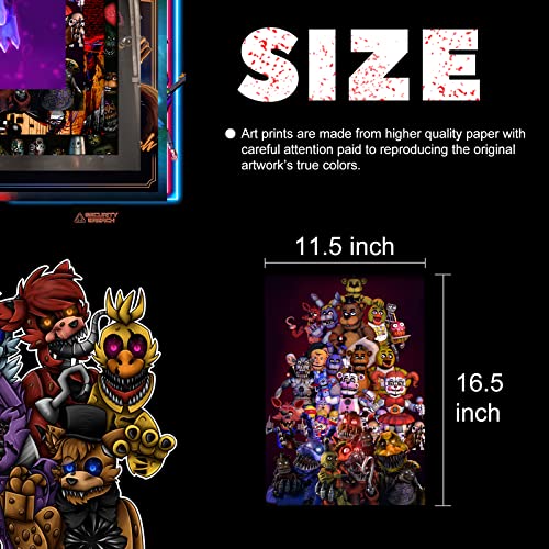 Pounchi FNAF Security Breach Wall Poster (8-Pack) 11.5" x 16.5" FNAF Unframed Version HD Canvas Printing Poster for Living Room Bedroom Club Wall Art Decor for Teens
