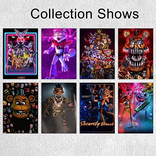 Pounchi FNAF Security Breach Wall Poster (8-Pack) 11.5" x 16.5" FNAF Unframed Version HD Canvas Printing Poster for Living Room Bedroom Club Wall Art Decor for Teens