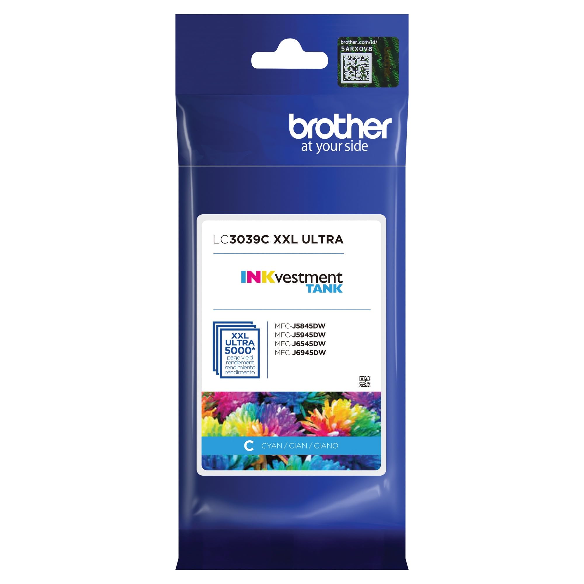 Brother Genuine LC3039C, Single Pack Ultra High-Yield Cyan INKvestment Tank Ink Cartridge, Page Yield Up to 5,000 Pages, LC3039, Amazon Dash Replenishment Cartridge