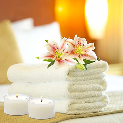 Clear Cup Tea Light Candles Unscented 6 Hour Long Burning Time (50 Pack) Tealight Candle