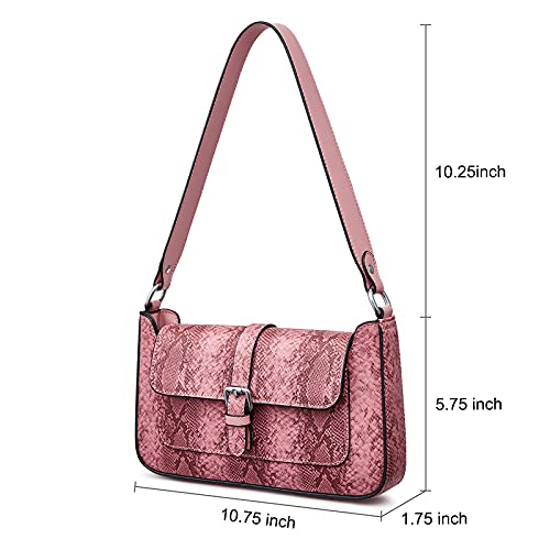 S-ZONE Genuine Leather Shoulder Bags for Women Hobo Purses Handbags Snakeskin Small Retro Classic