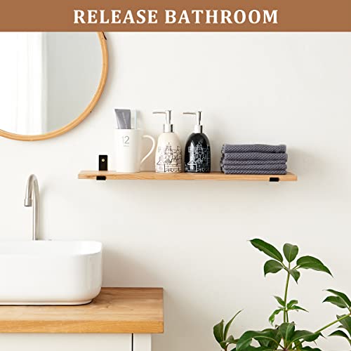 TRWISWDC Floating Shelves Wall Mounted 36 inches Oak Natural Floating Wood Shelf with Lip Brackets for Bedroom Living Room Kitchen Bathroom Rustic Wall Storage Shelves