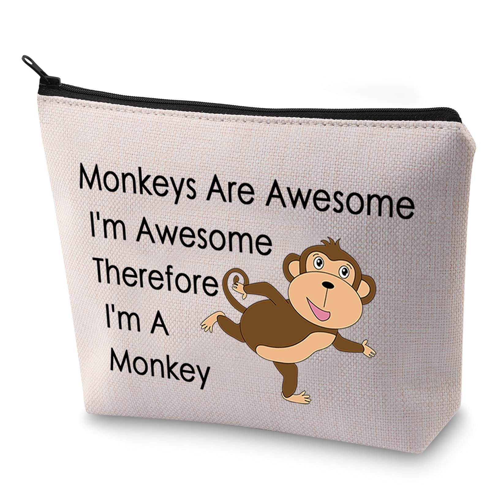 BLUPARK Funny Monkey Gift for Monkey Lover Monkeys Are Awesome I'm Awesome Therefore I'm A Monkey Makeup Bag Animal Lover Gift (I'm A Monkey)