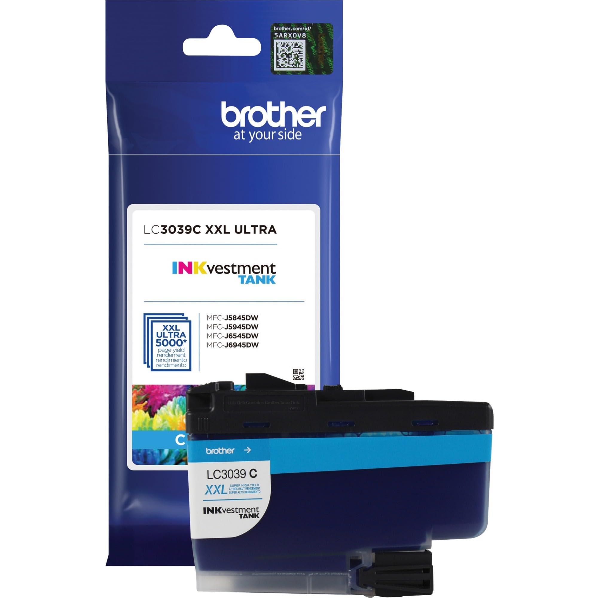 Brother Genuine LC3039C, Single Pack Ultra High-Yield Cyan INKvestment Tank Ink Cartridge, Page Yield Up to 5,000 Pages, LC3039, Amazon Dash Replenishment Cartridge