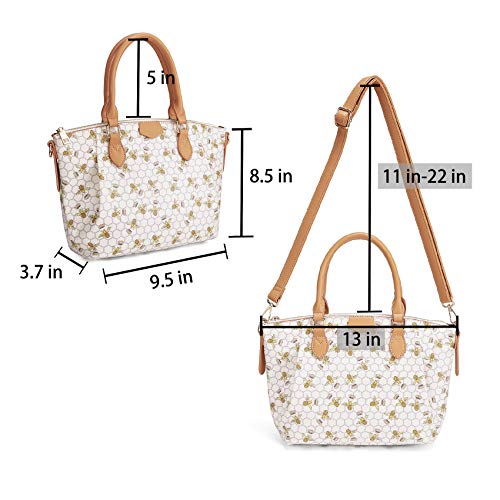 Designer Handbags for Women Double Top Handble Purse with Roomy inner Pockets and Detachable Shoulder Strap (Beige)
