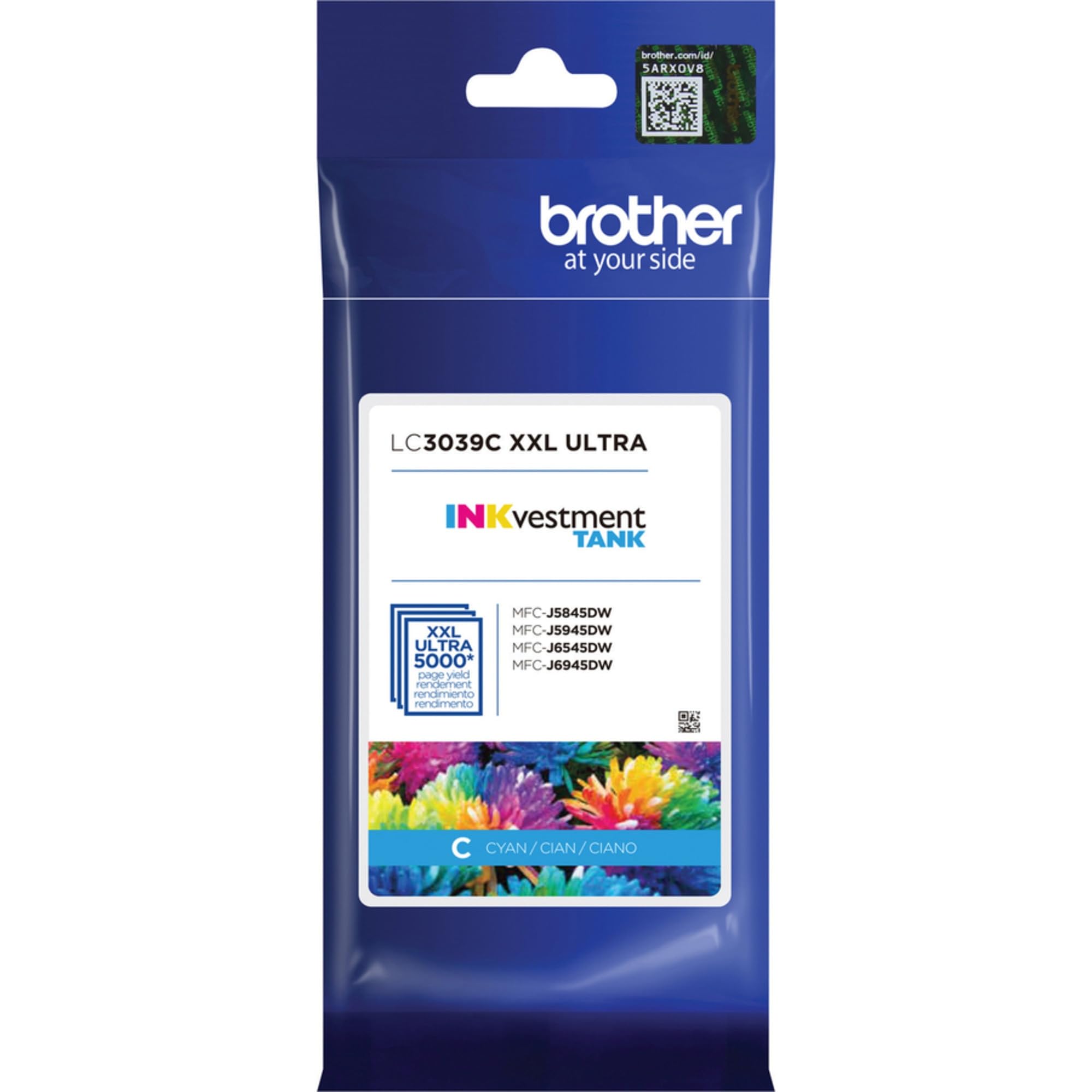 Brother Genuine LC3039C, Single Pack Ultra High-Yield Cyan INKvestment Tank Ink Cartridge, Page Yield Up to 5,000 Pages, LC3039, Amazon Dash Replenishment Cartridge