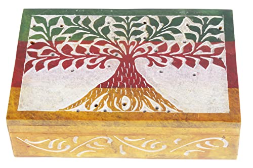 ARTISENIA Handmade Tree of Life Carving Decorative box Soapstone Jewelry Organizer Tarot Card Decks Boxes - Keepsake Storage Box | Birthday, Anniversary for Women Men| Makeup office organizer