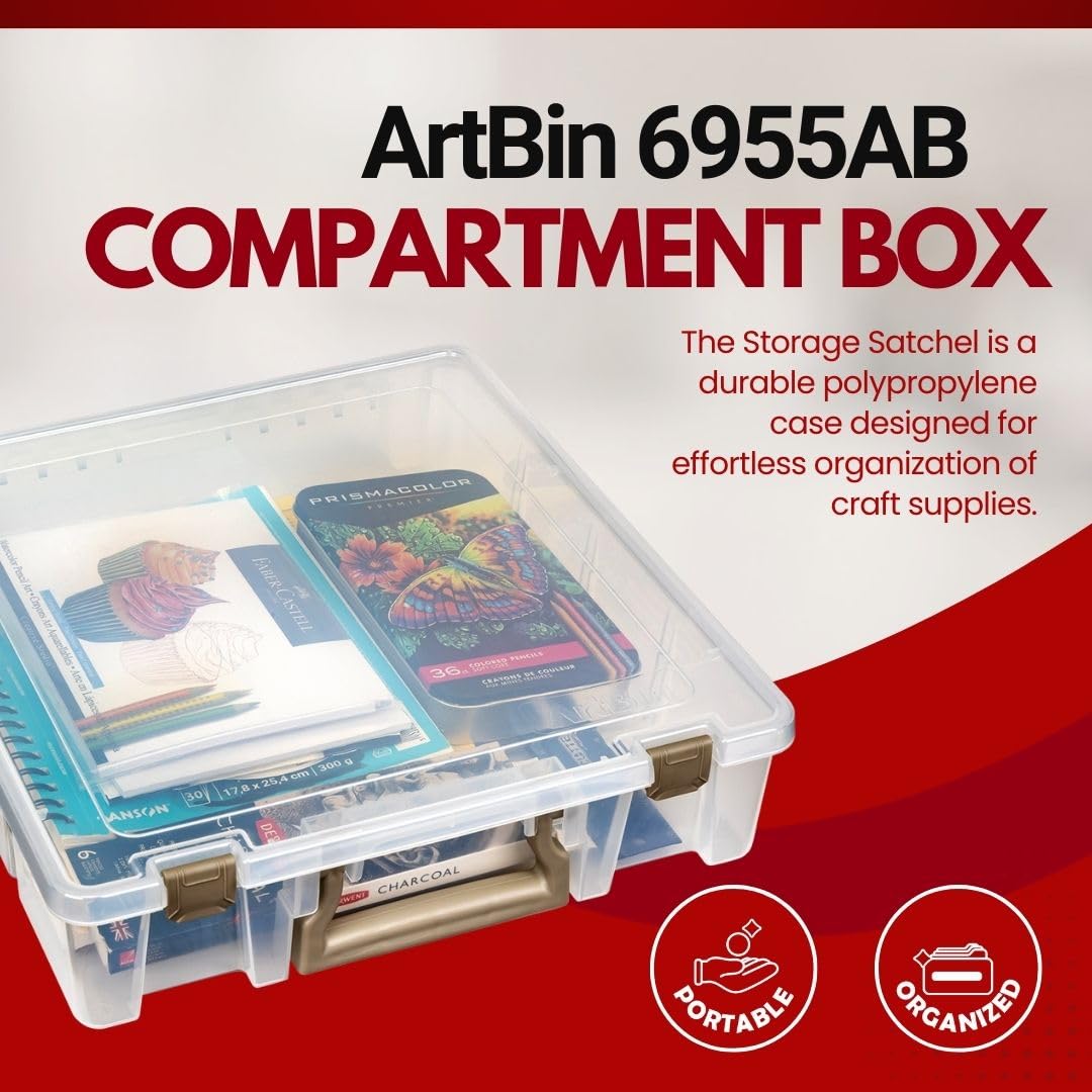ArtBin 6955AB Super Satchel 1-Compartment Box, Translucent Clear
