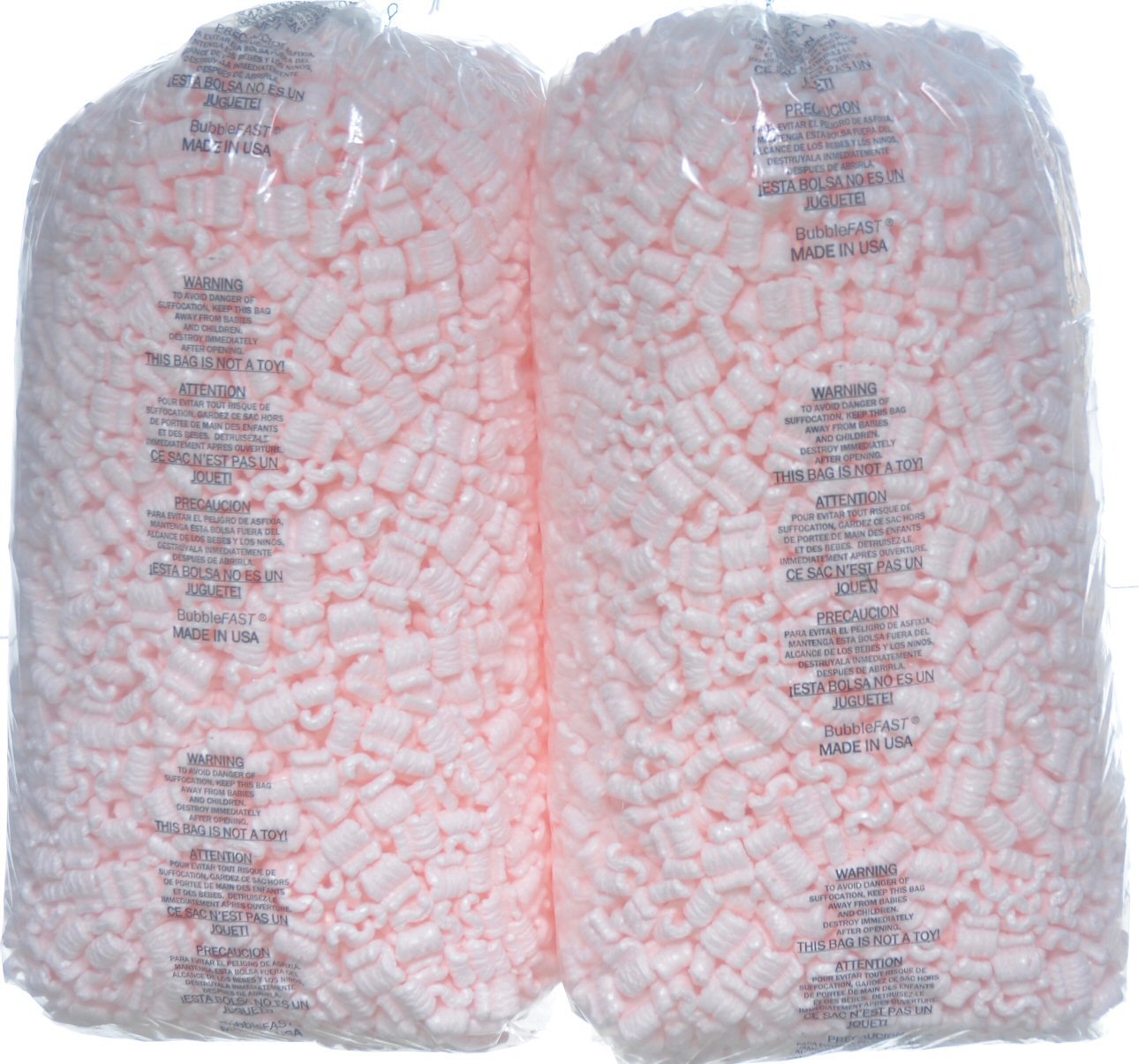 Bubblefast! Brand 7 cu ft (45 gallons) Pink Anti Static Packing Peanuts Popcorn - (Two 3.5 cu ft Bags)