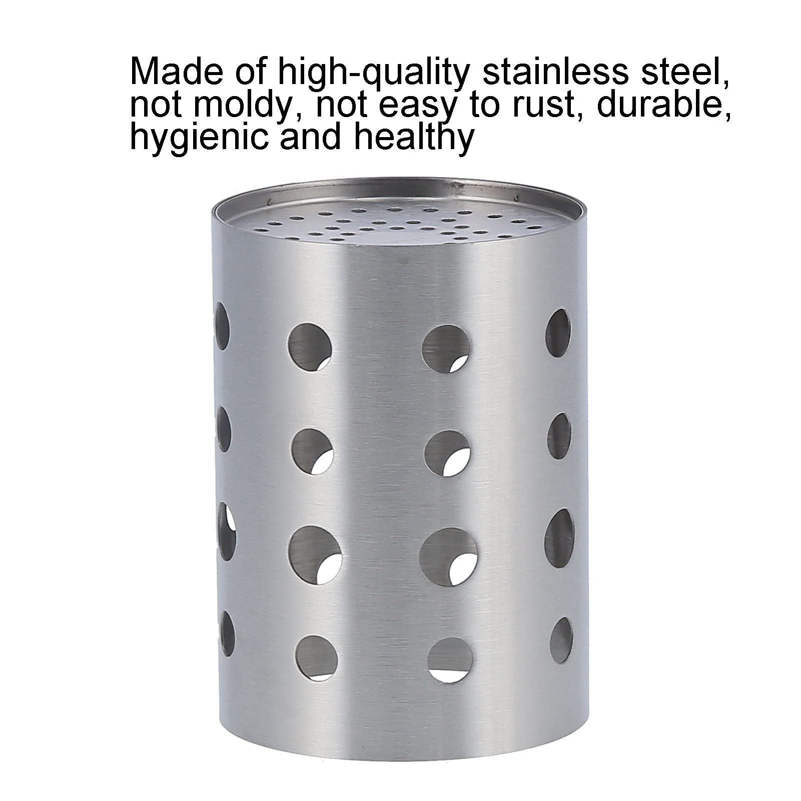 Tomotato Stainless Steel Utensil Holder, 6.3" Kitchen Utensil Holder Caddy Silverware Drying Rack Utensil Drainer Countertop Utensil Storage Organizer Cutlery Holder, 3.9" Diameter
