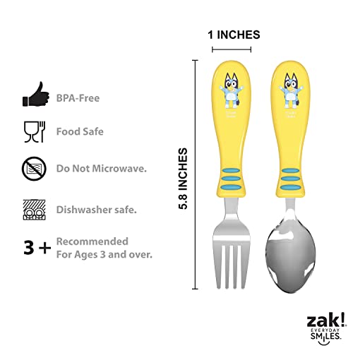 Zak Designs Bluey Kids Dinnerware Set Includes Plate, Bowl, Tumbler, Water Bottle, and Utensil Tableware, Made of Durable Material and Perfect for Kids (6 Piece Gift Set, Non-BPA)