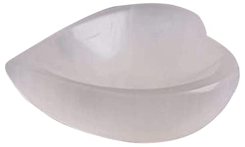 Himalayan Glow Selenite Crystal Heart Shape Bowl 10cm, Reiki Healing Medication & Home Decoration Stone, Ideal for Cleansing and Smudging Plate, White