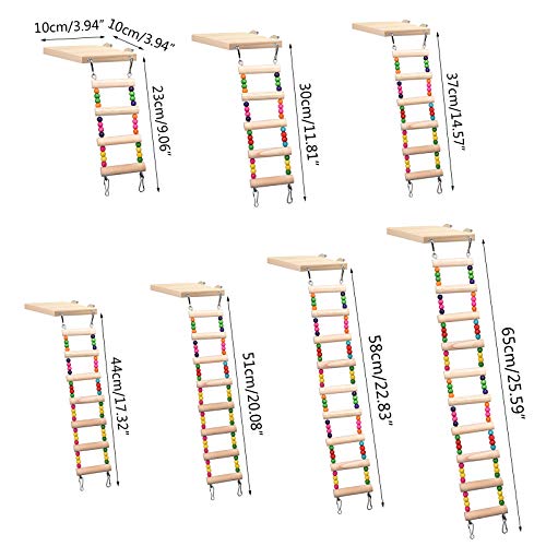 FUCHU Wooden Parrot Hamster Climbing Ladder Swing Play Toys Set Birds Hanging Bridge Exercise Perch Stand Platform Cage Accessories for Lovebirds Gerbil Rat Chinchillas Squirrel
