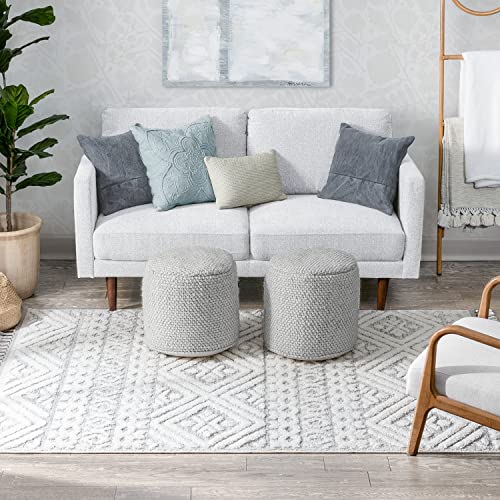 Well Woven Salem Eliana 3'11" x 5'3" Cream Tribal Geometric Chevron Pattern High-Low Textured Area Rug
