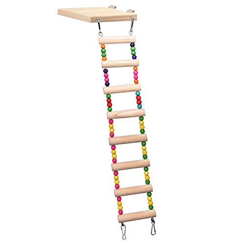 FUCHU Wooden Parrot Hamster Climbing Ladder Swing Play Toys Set Birds Hanging Bridge Exercise Perch Stand Platform Cage Accessories for Lovebirds Gerbil Rat Chinchillas Squirrel
