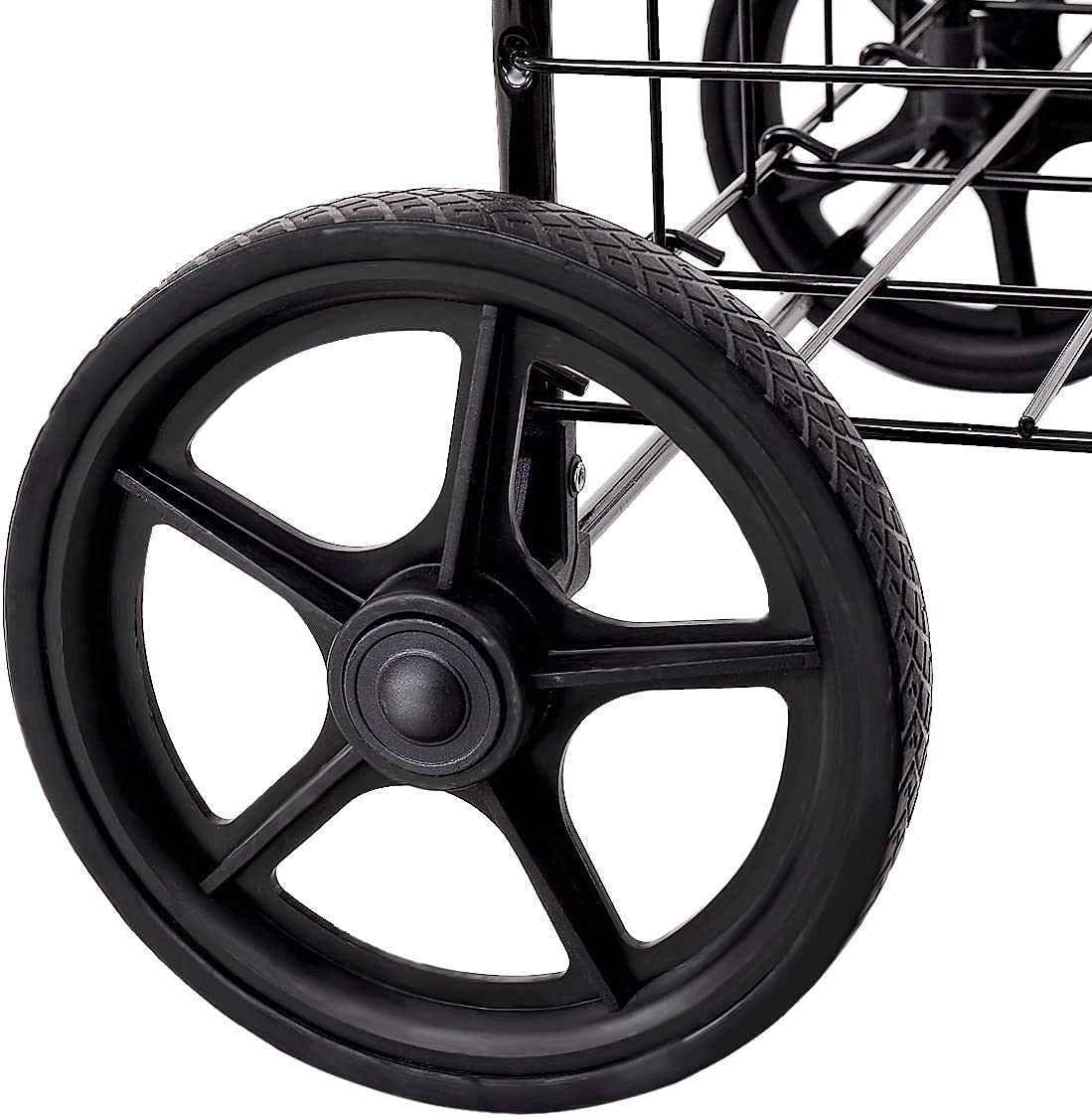 SPSUPE Folding Shopping Cart, Large Utility Cart Hold Up to 90 Lbs, with Double Basket, 360° Rolling Swivel Wheels, Ideal for Grocery Laundry Luggage Travel, Multiple Uses Easy to Move (Black)