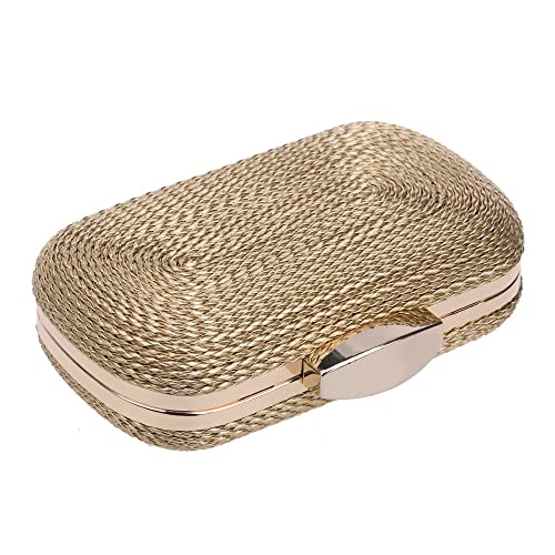 WANLIAN Womens Straw Clutch Summer Evening Handbag Beach Purse Woven Straw Bag Envelope Clutch (Gold)