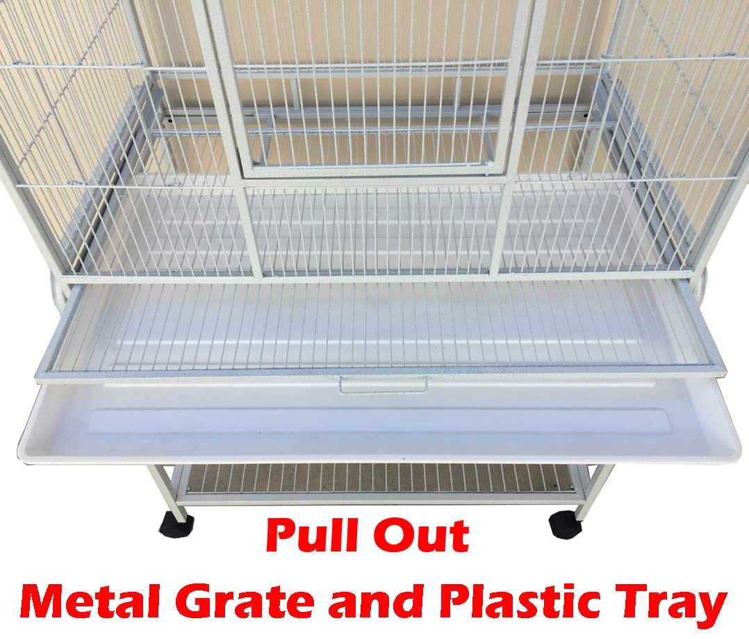 54" Large Wrought Iron 4-Tiers Chew Proof Tight 1/2-Inch Bar Spacing Ferret Chinchilla Sugar Glider Rats Mouse Cage with Detachable Rolling Stand