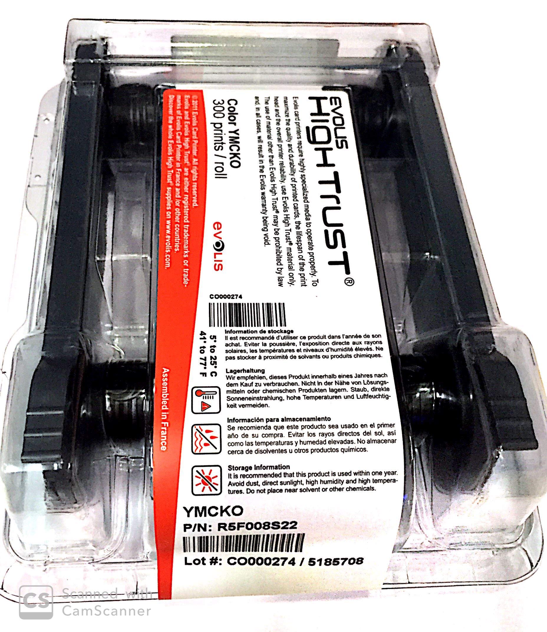 Evolis Consumables, YMCKO Color Ribbon, Primacy Compatible, 300 Prints ? 1 Roll R5F008AAA by Evolis