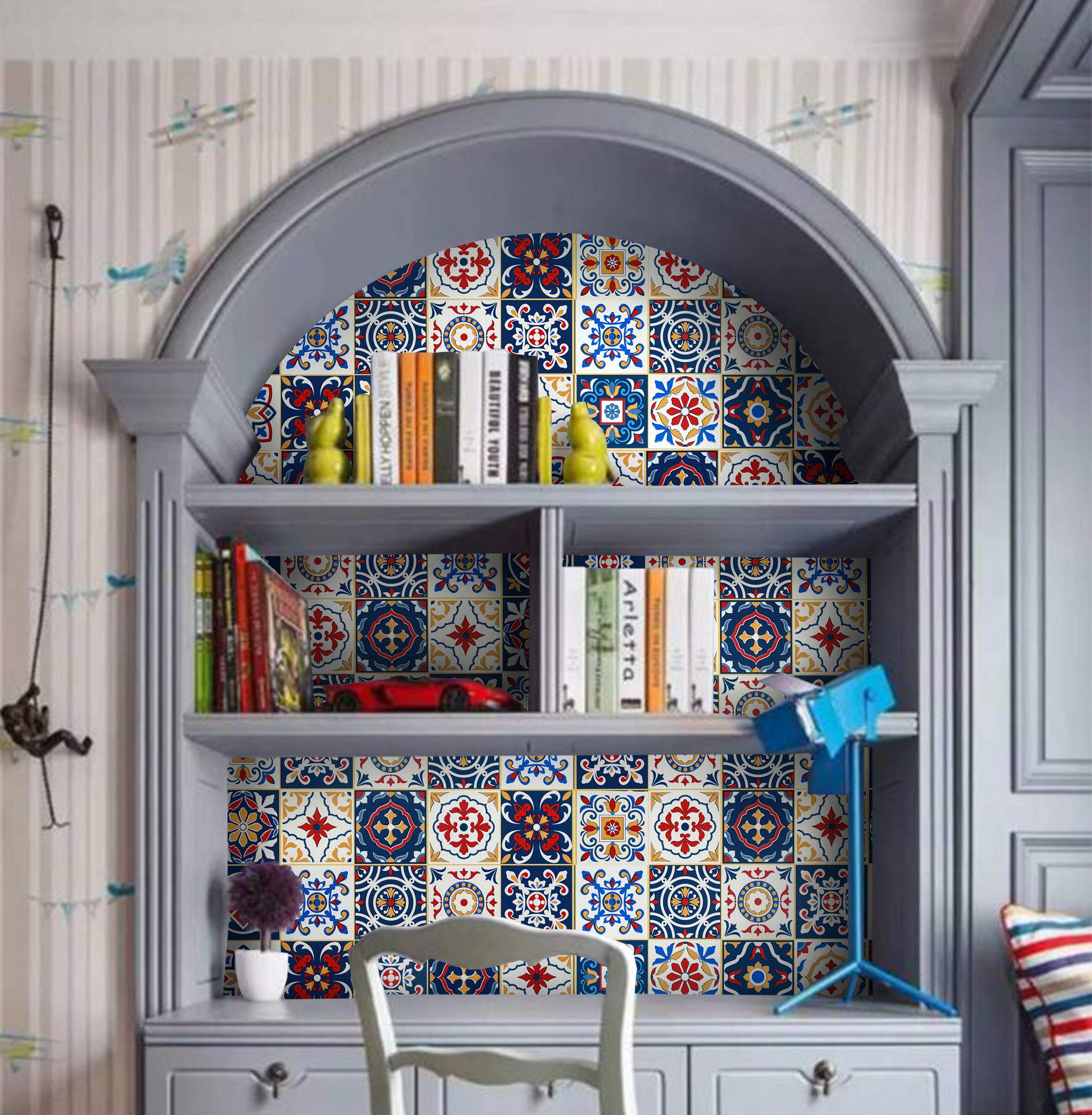 17.7"x197.11" Pattern Contact Paper Self Adhesive Drawer and Shelf Liner Creative Covering Peel and Stick Wallpaper Removable Fast to Clean for Shelves, Drawer,Desk ,Cabinet ,Kitchen, Vinyl Rolls