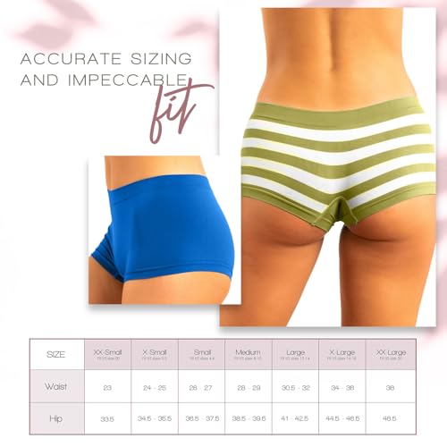 Alyce Ives Womens Seamless Boy Short Panties, Boyshort Boxer Briefs-12 Pack