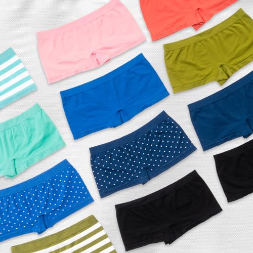Alyce Ives Womens Seamless Boy Short Panties, Boyshort Boxer Briefs-12 Pack