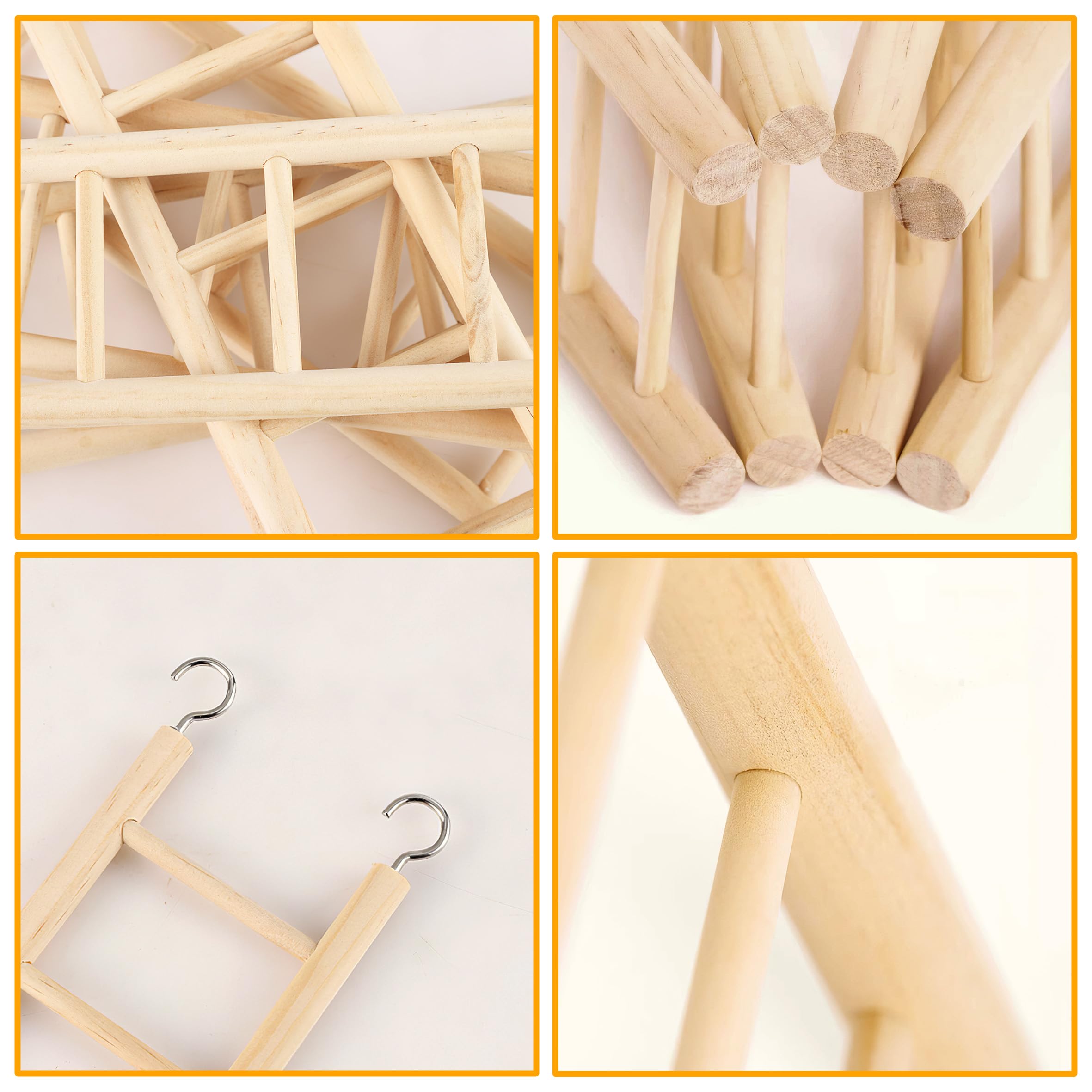 YHNTGB 5pcs Wooden Bird Ladder for Parrots Cage 5 Basic Sizes Perch Parakeet Climbing Toys Hanging Pet Natural Step Cockatoo Lovebirds