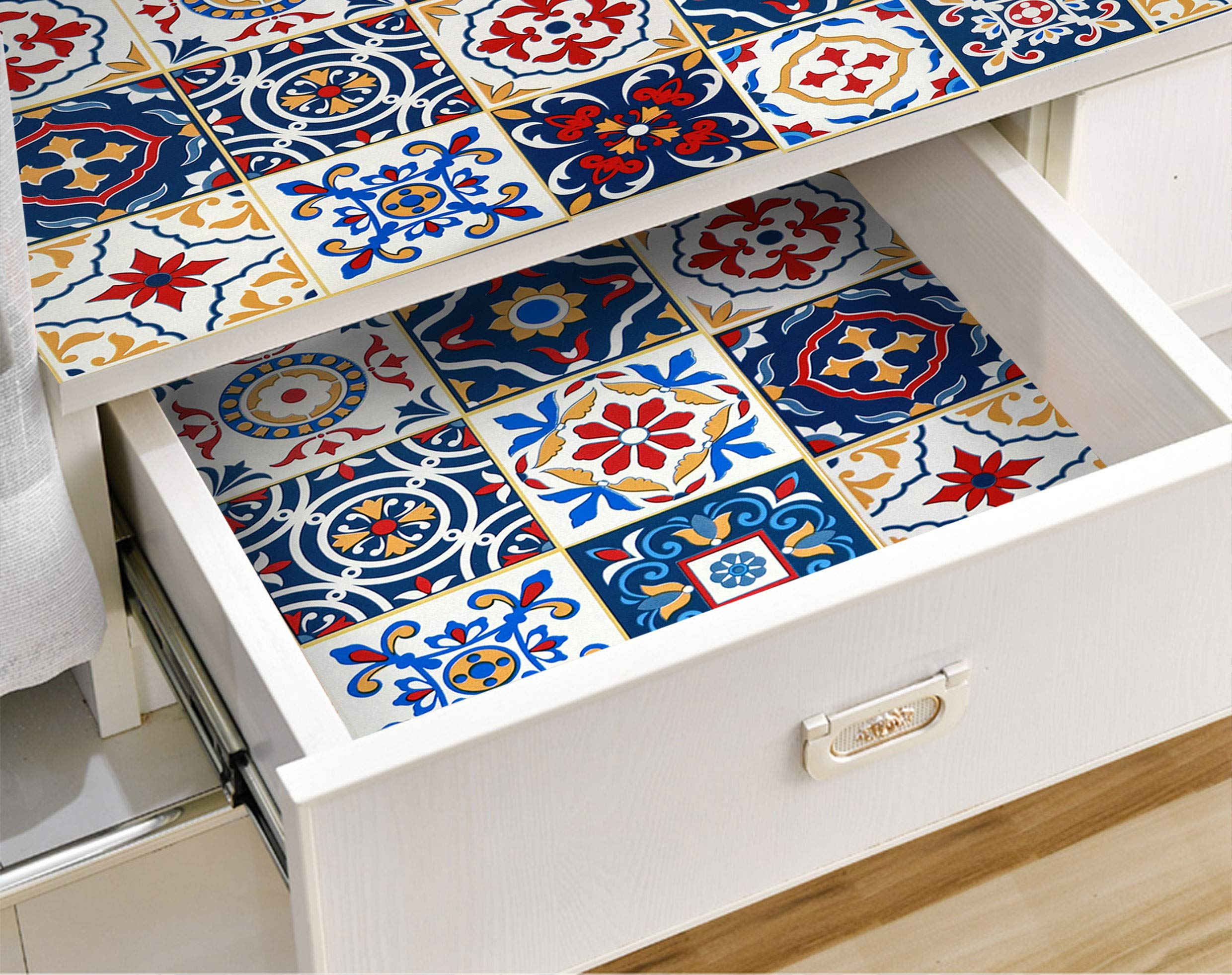 17.7"x197.11" Pattern Contact Paper Self Adhesive Drawer and Shelf Liner Creative Covering Peel and Stick Wallpaper Removable Fast to Clean for Shelves, Drawer,Desk ,Cabinet ,Kitchen, Vinyl Rolls
