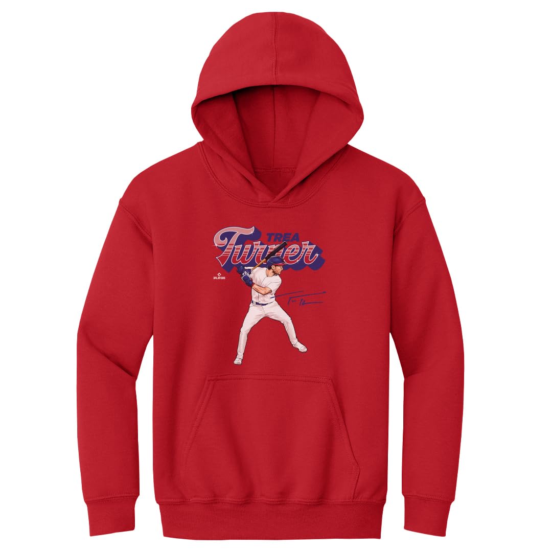 500 LEVEL Trea Turner Youth Sweatshirt (Youth Hoodie, Small, Red) - Trea Turner Philadelphia Shine WHT